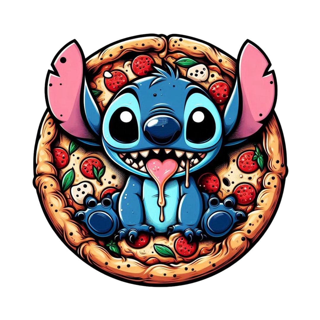 Stitch Eating Pizza, Stitch Png Clipart, Cute Stitch Image, Instant ...