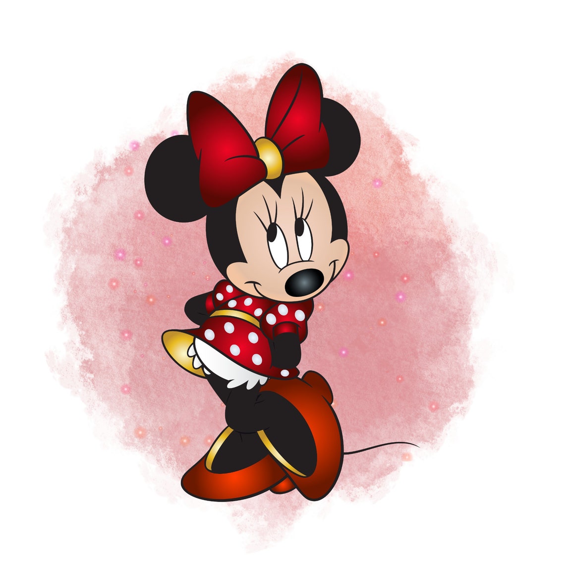 Minnie Mouse Watercolor Background, Minnie Mouse Png Clipart, Minnie ...