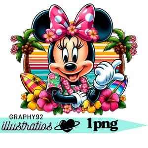 Minnie Mouse Hawaiian, Minnie Mouse Png Clipart, Minnie Mouse Summer ...