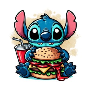 Stitch Hamburger, Watercolor Background, Stitch Png Clipart, Cute ...