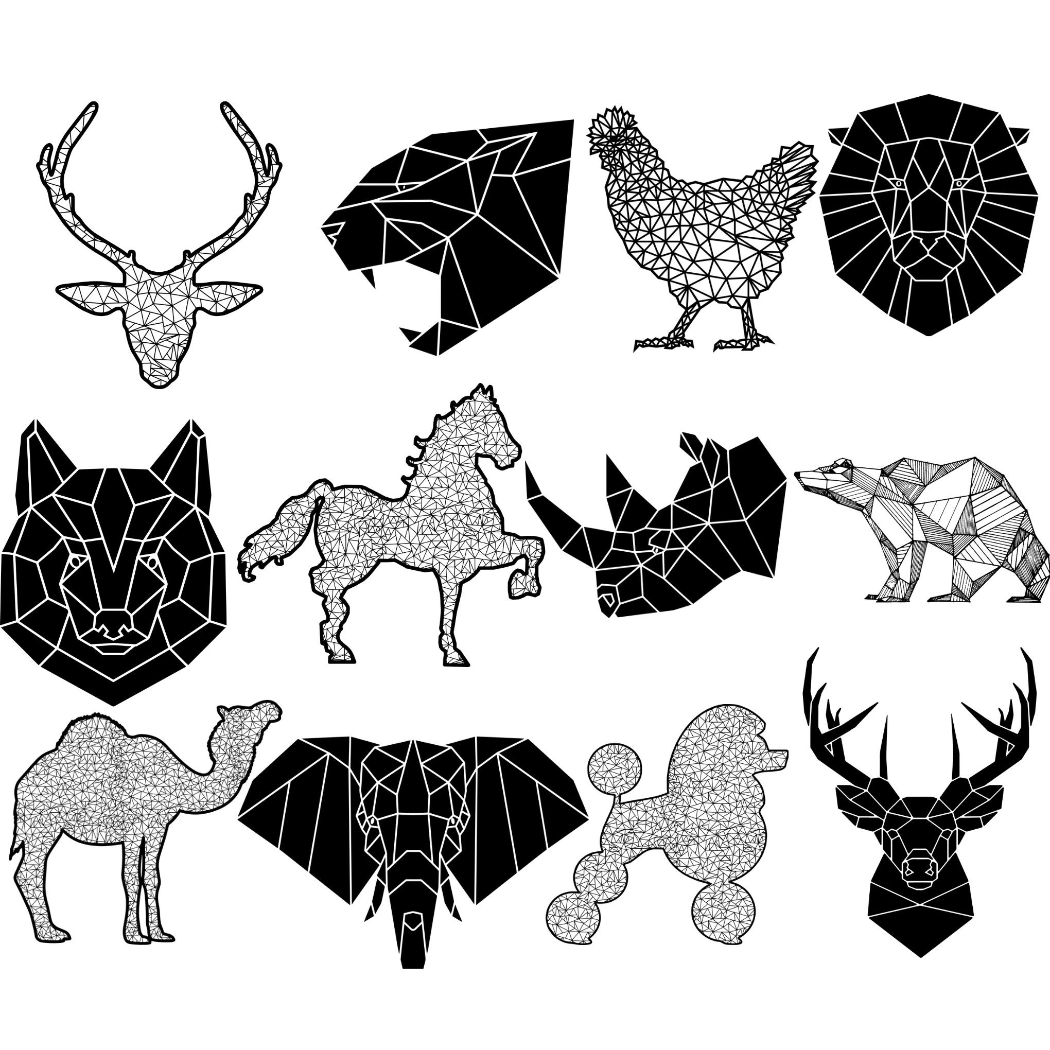 Geometric Animals Png, Polygonal Animals Png Bundle, Clipart, Geometric ...