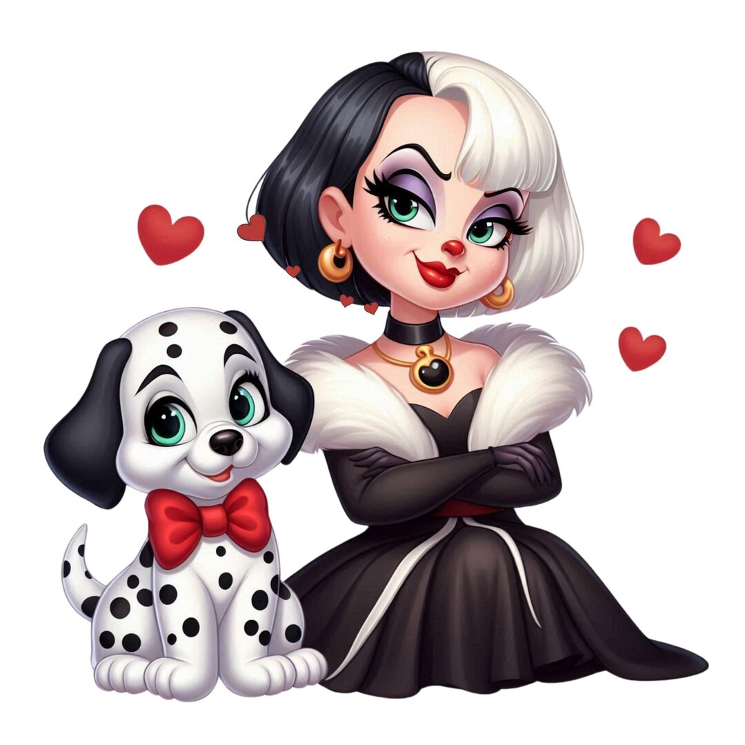 Cruella De Vil and Dalmatian Dog Png Clipart, Villain Png, 101 ...