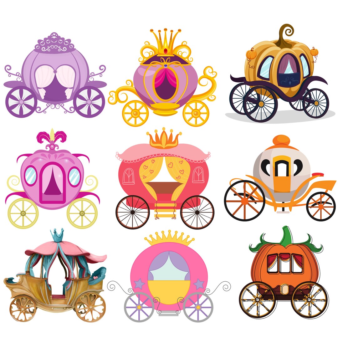 Princess Cariage Png Bundle, Pumpkin Cariage, Classic Cariage, Instant ...