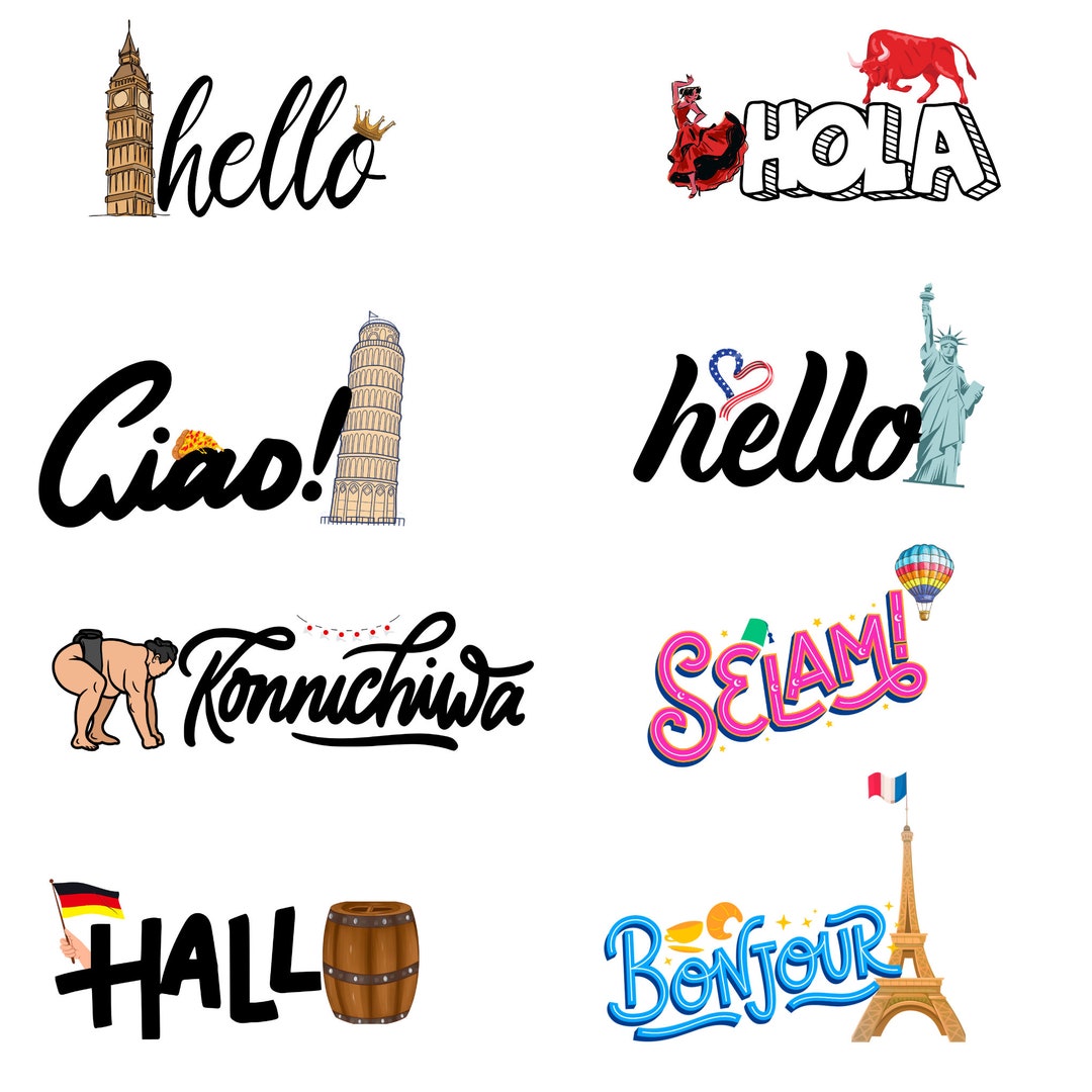 Hello Icons Png Bundle, Greeting Png Clipart Set, Hello Png, Hola Png ...