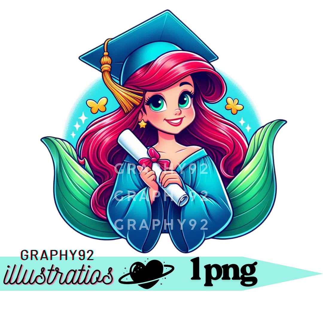 The Little Mermaid Png Clipart, Princess Ariel Graduation, School ...