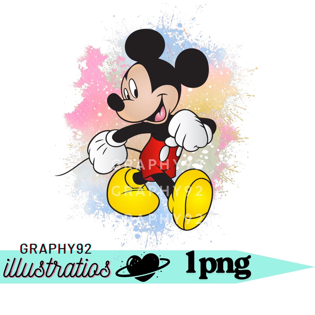 Mickey Mouse Png Design, Watercolour Background, Mickey Mouse Png ...