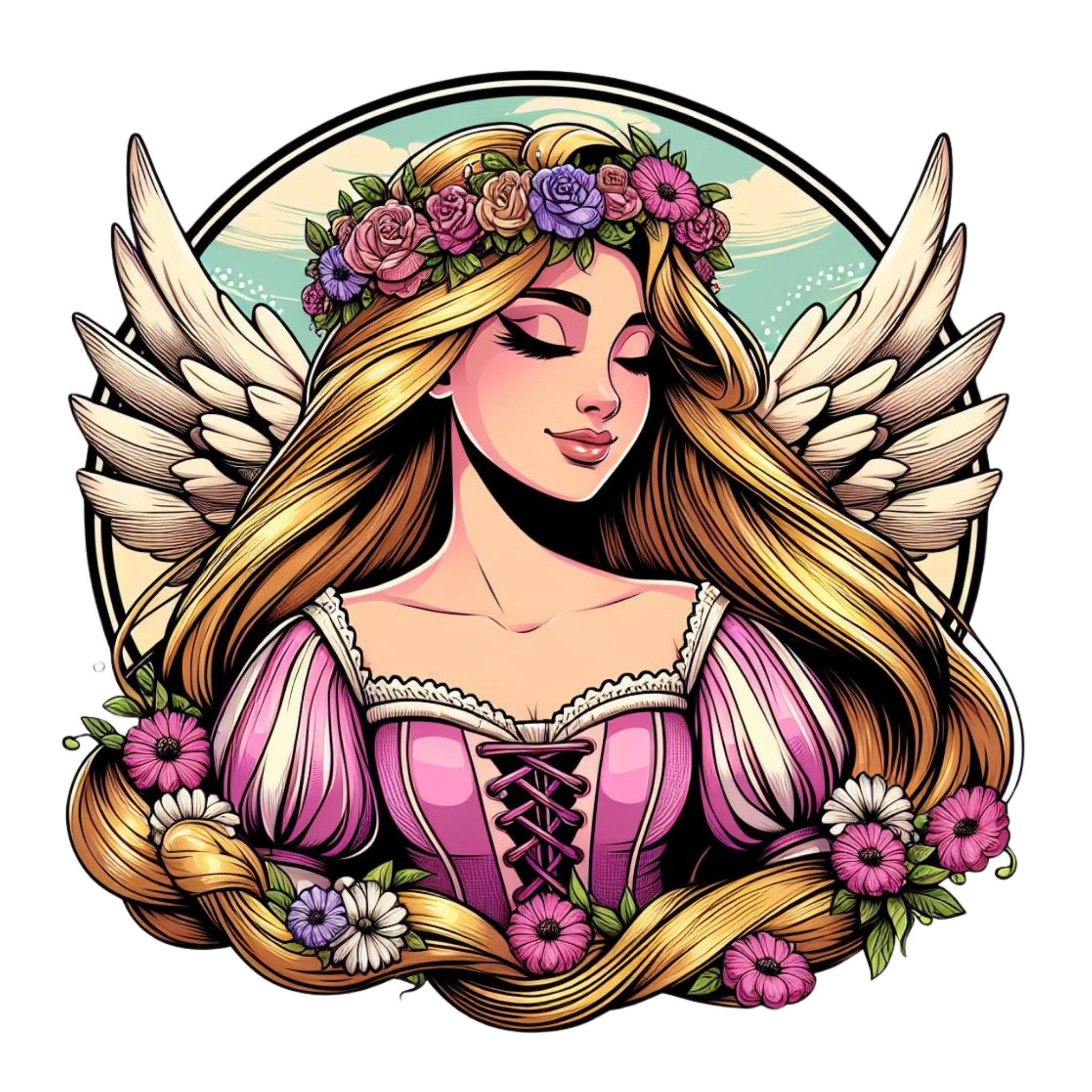 Rapunzel Angel Design, Rapunzel Png Clipart, Tangled Princess, Angel ...