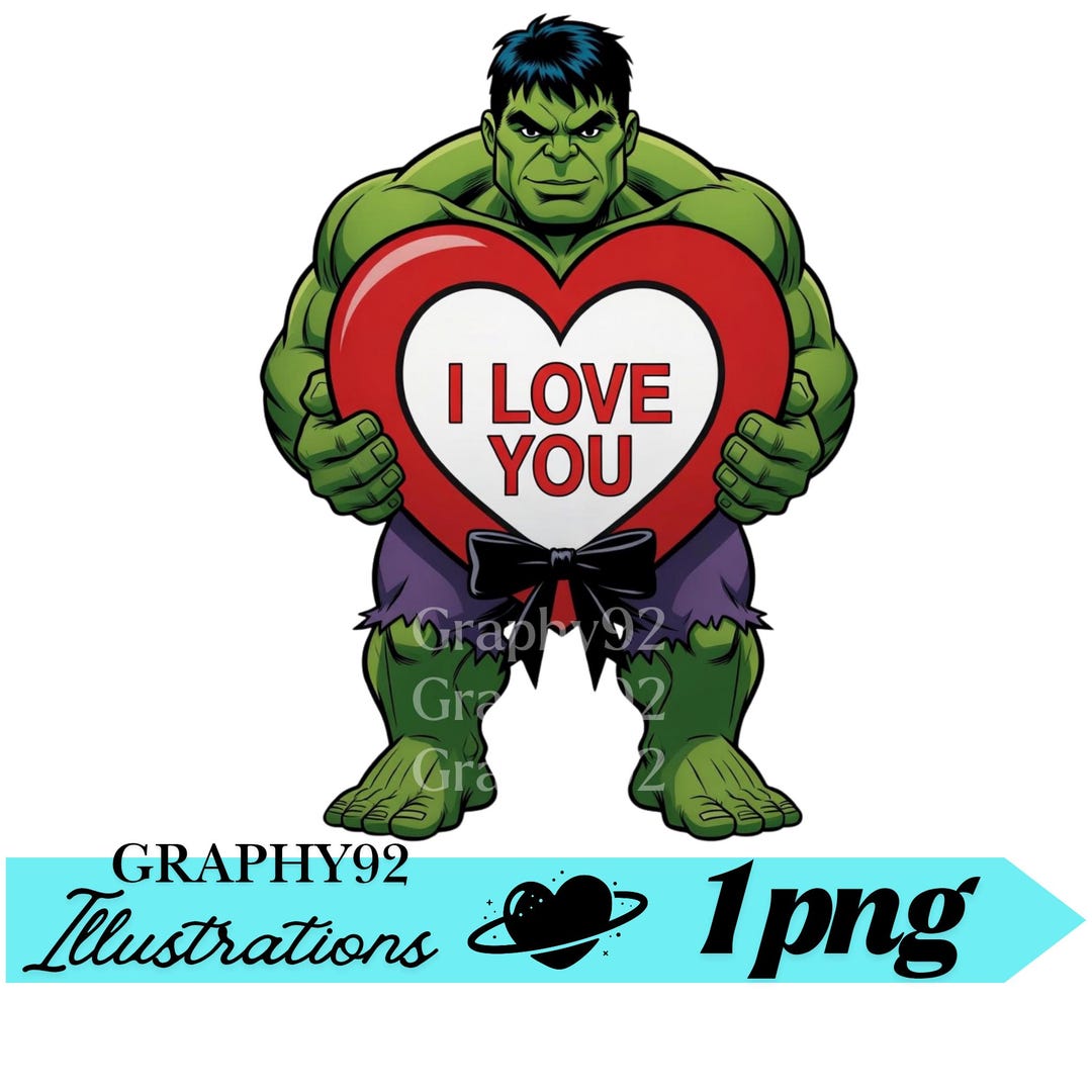 Hulk Png Clipart, Hulk Valentine's Day, Hulk Love Clipart, Super Hero ...