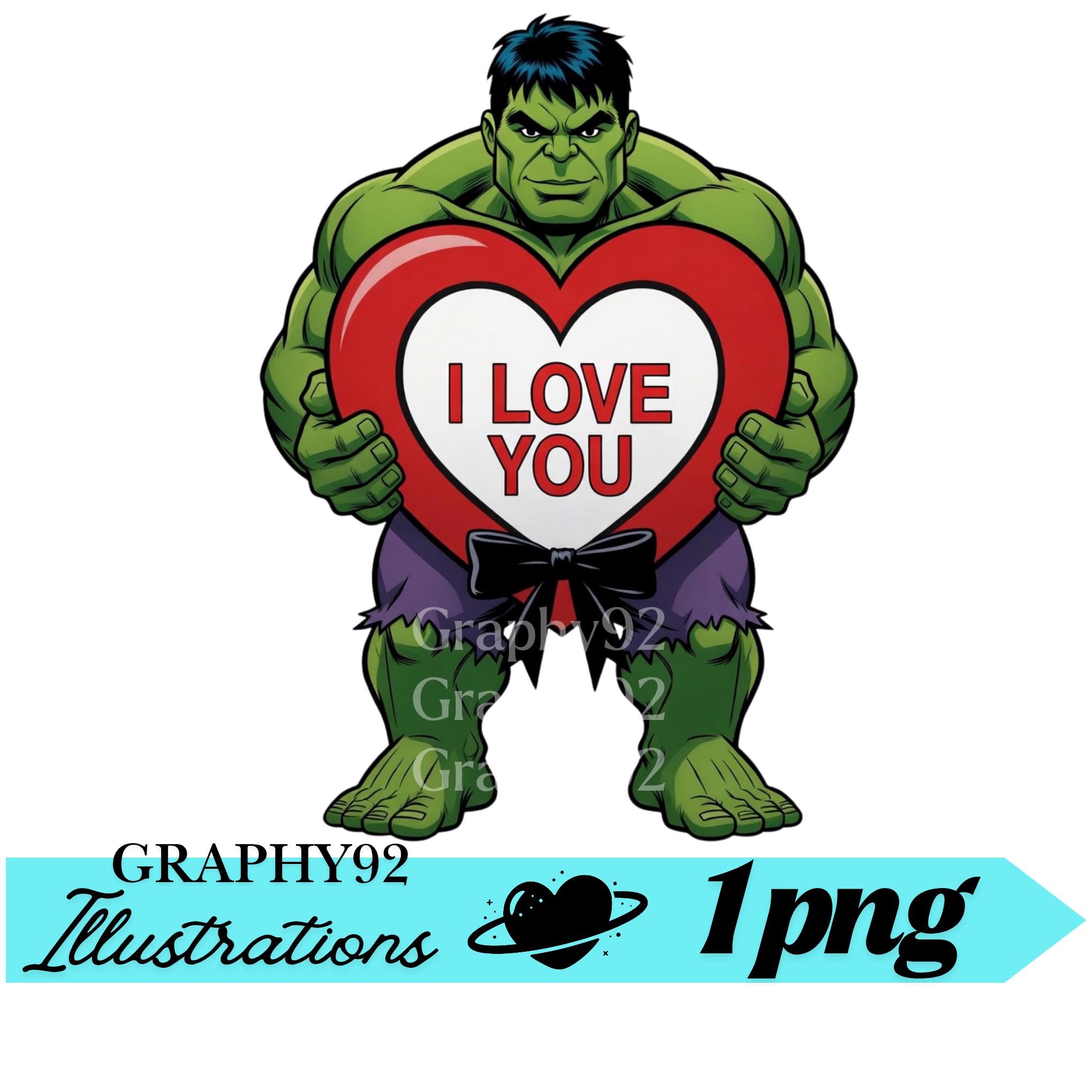 Hulk Png Clipart, Hulk Valentine's Day, Hulk Love Clipart, Super Hero ...