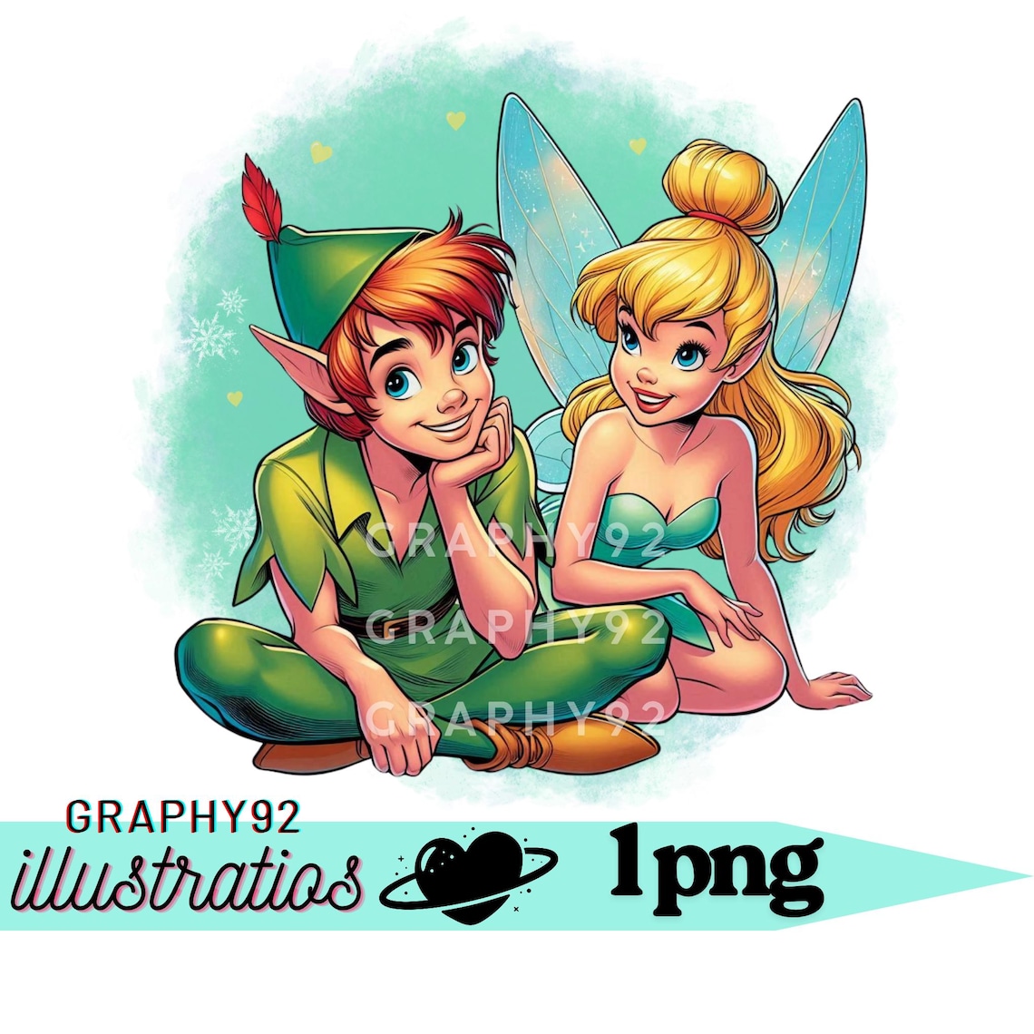 Peter Pan and Tinkerbell Png Clipart, Peter Pan Png, Tinkerbell Png ...