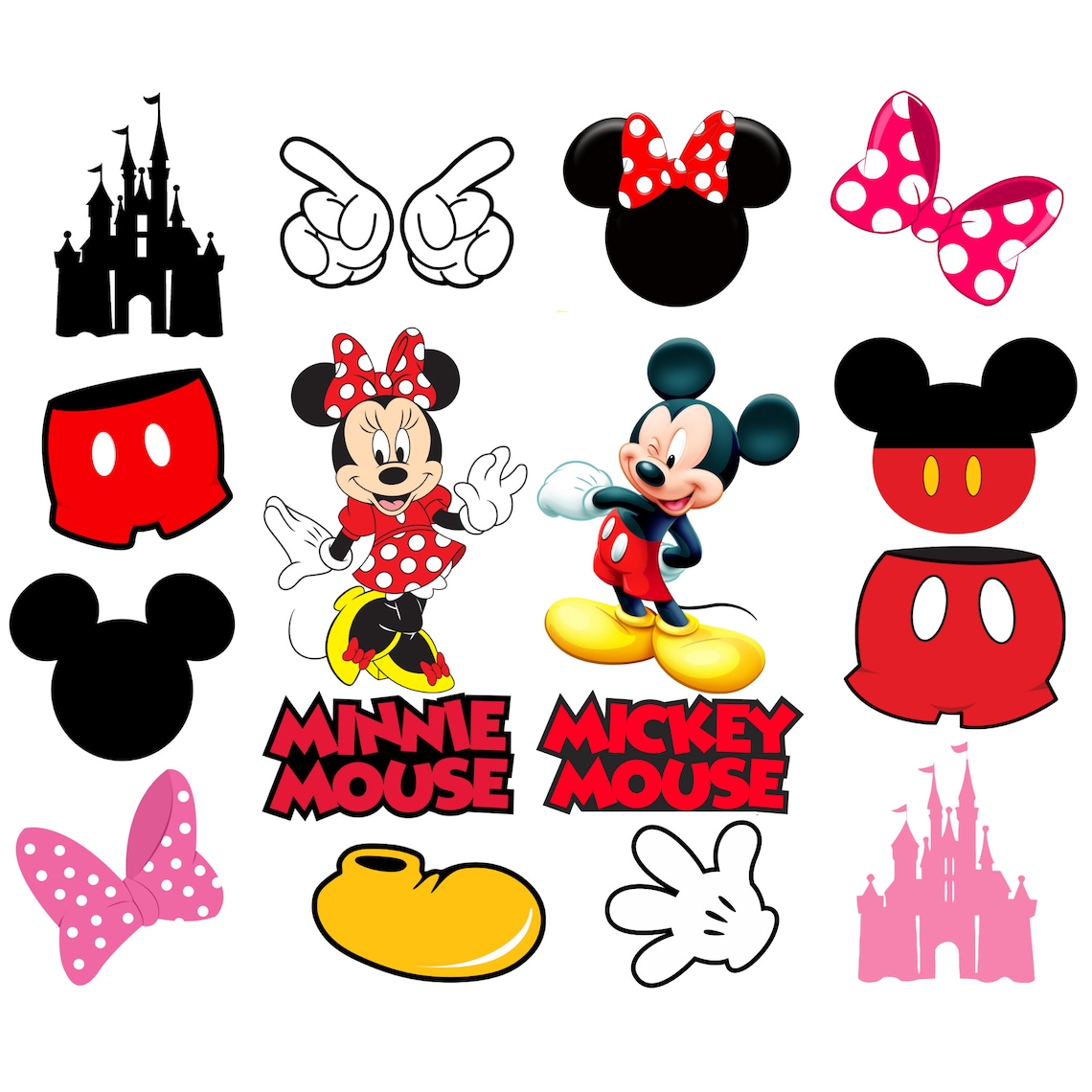 Mickey Mouse Png Bundle, Minnie Mouse Png Bundle, Mickey Png Clipart ...