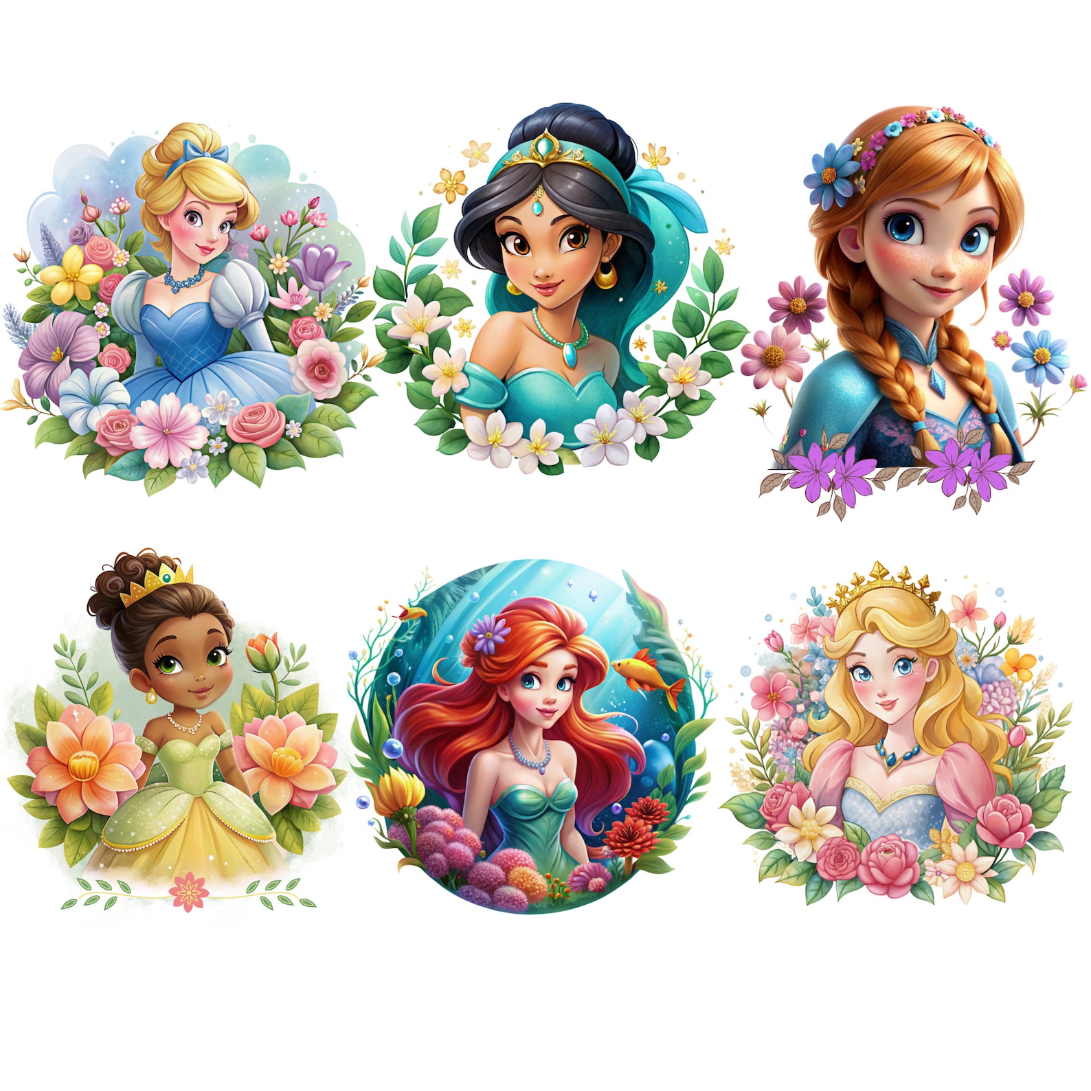 Princesses Png Bundle, Princess Png Clipart Set, All Princesses ...