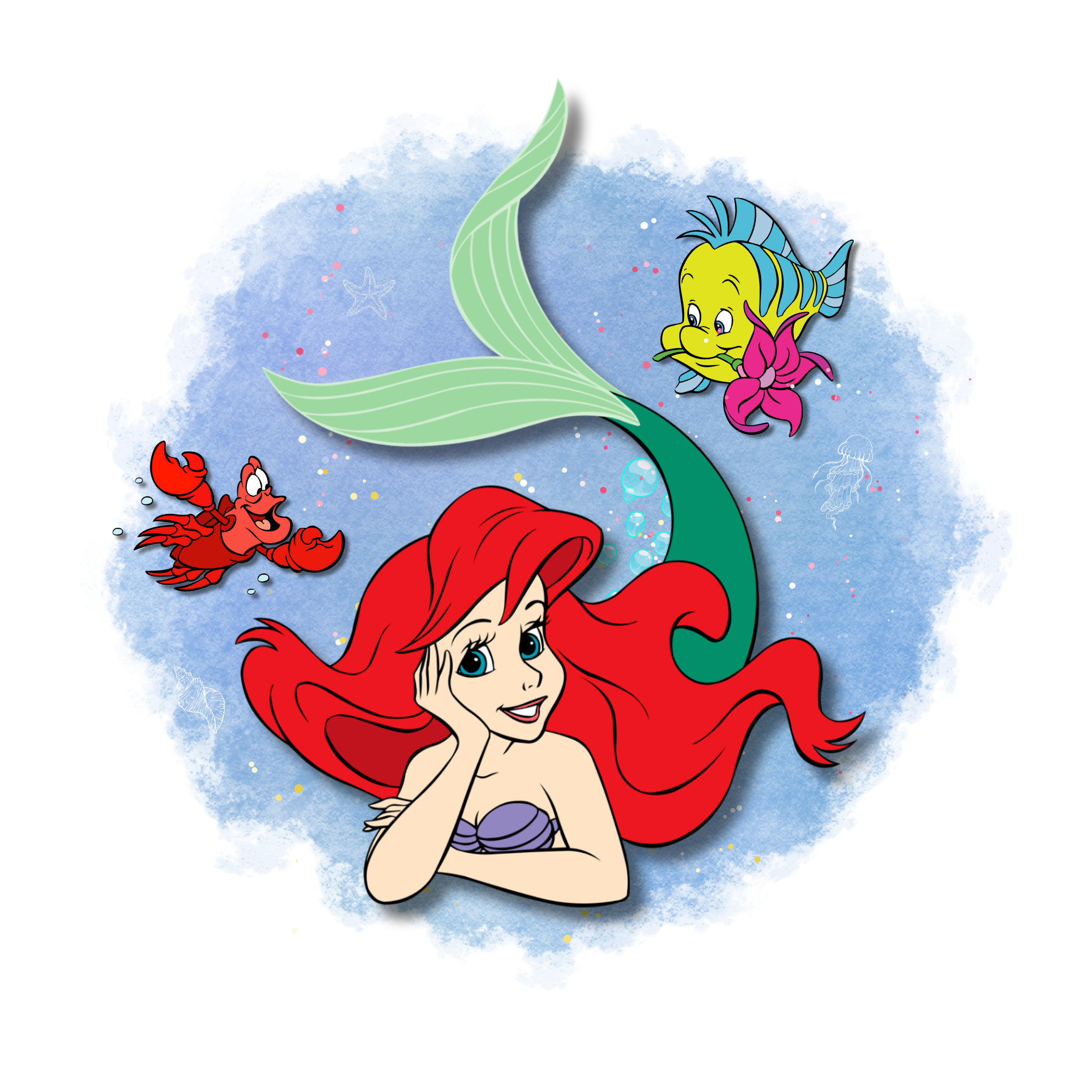 Little Mermaid Flounder Clipart