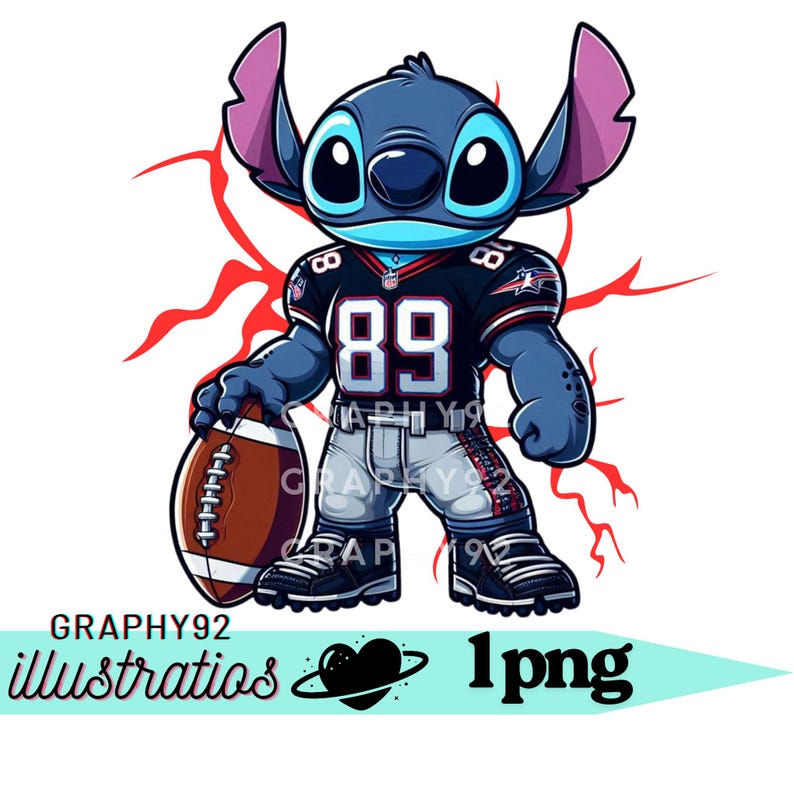 Stitch Football Player, Stitch Png Clipart, Cute Stitch Image, Stitch ...