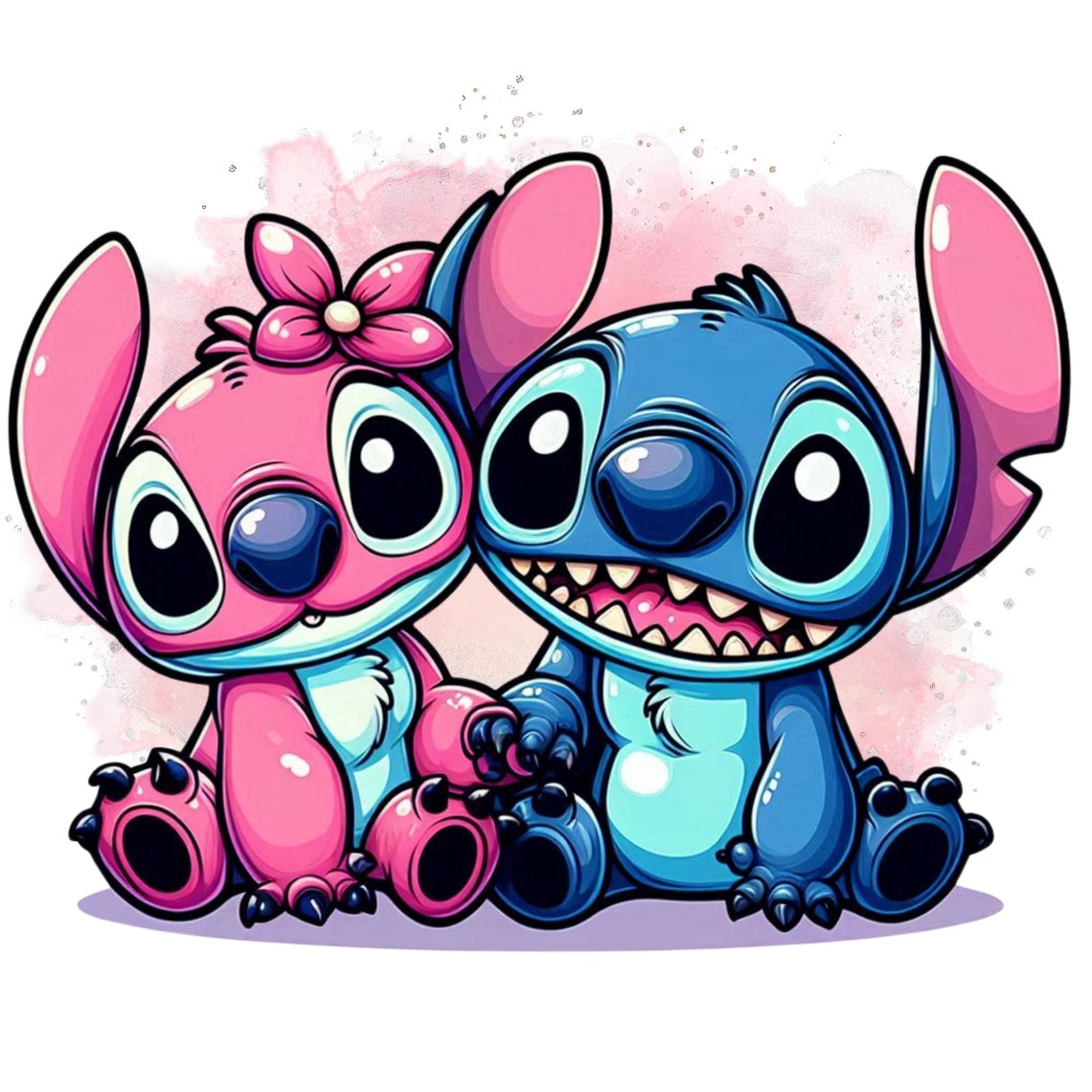 Stitch y ángel PNG clipart Stitch fondo acuarela, ángel PNG, amigos ...