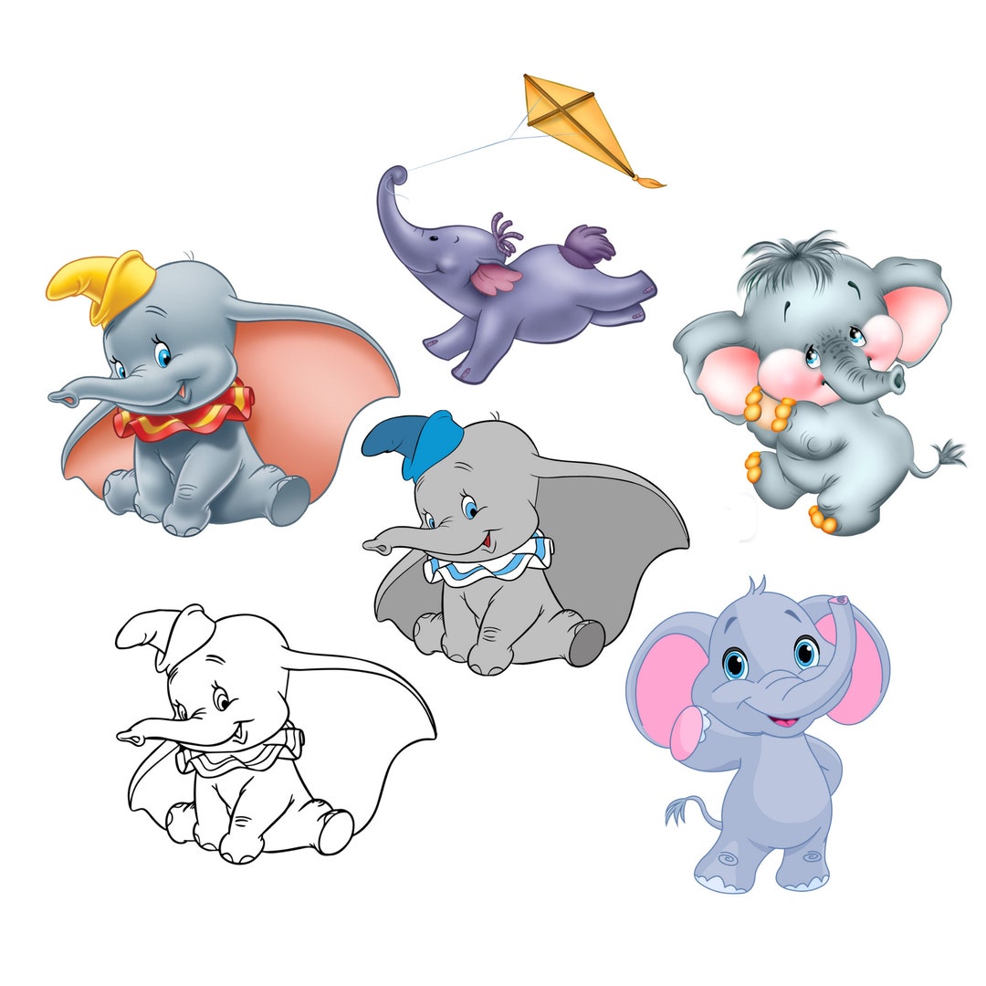 Dumbo Png Bundle, Dumbo Png Clipart, Dumbo Birthday, Baby Elephant ...