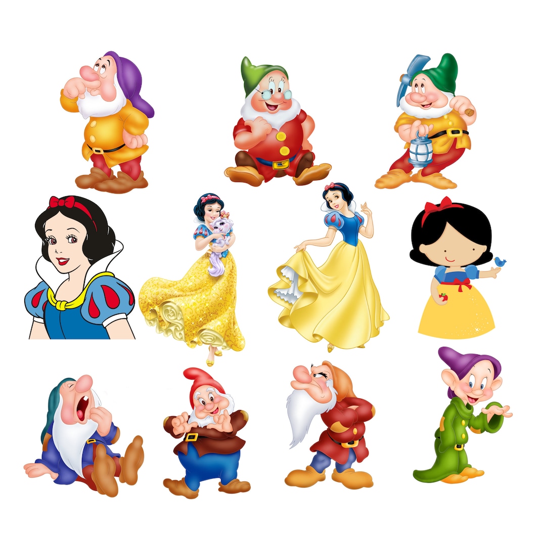 Snow White and Seven Dwarfs Png Bundle, Snow White Png Clipart, Seven ...