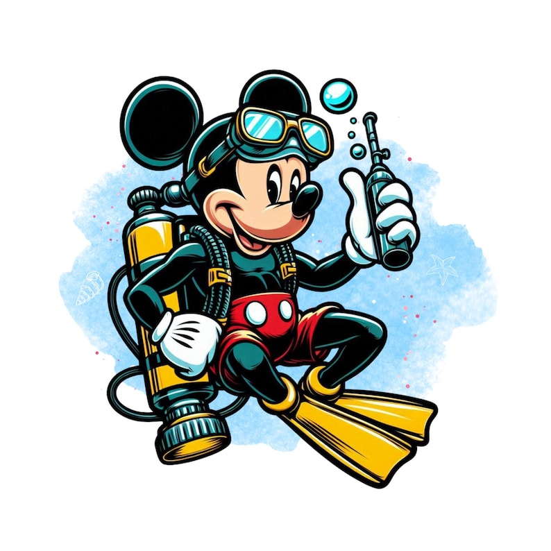 Mickey Mouse Png Clipart, Mickey Mouse Diver, Mickey Merman, Instant ...