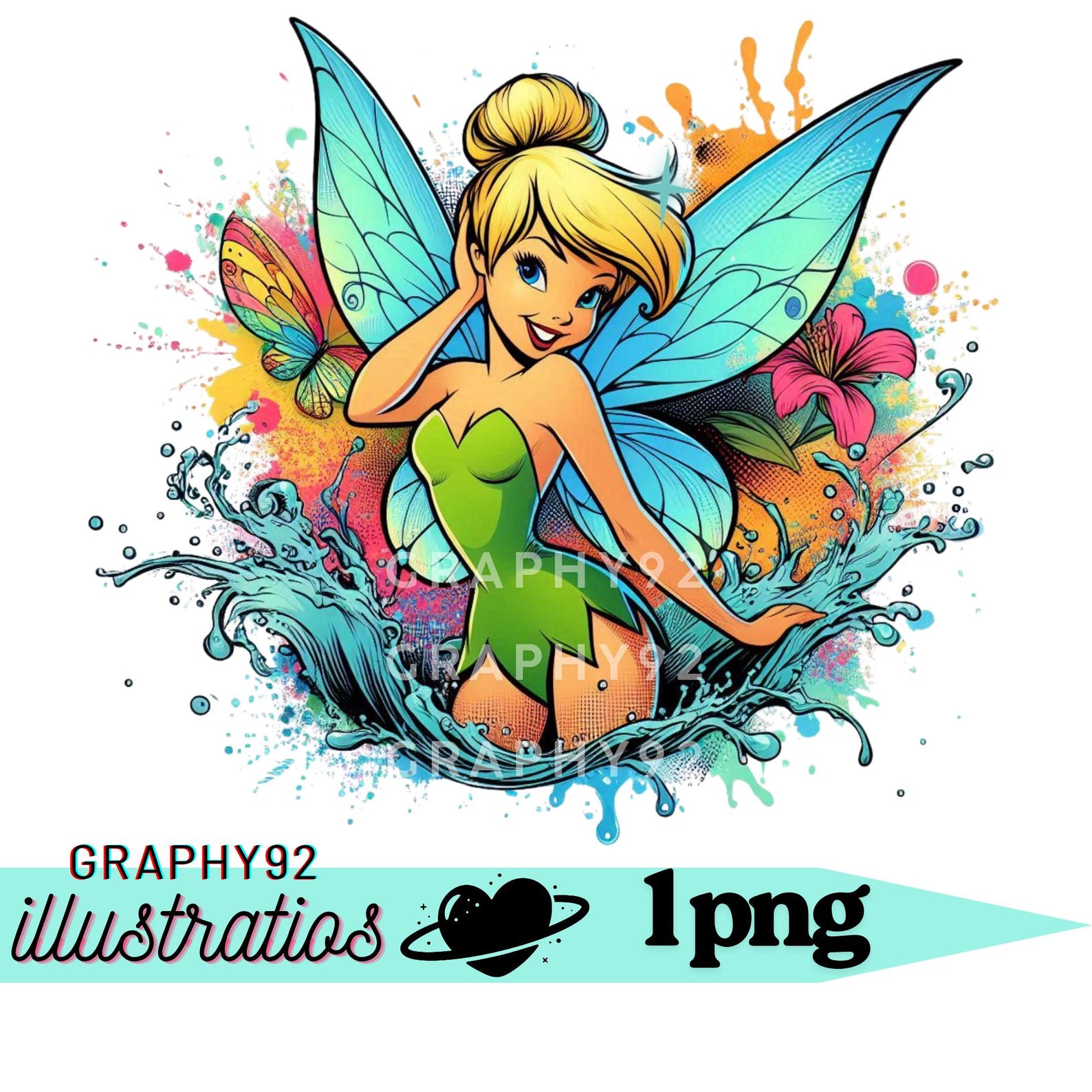 Tinkerbell Splash Design, Tinkerbell Png Clipart, Fairy Tinkerbell ...