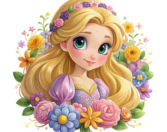 Rapunzel Png Clipart, Rapunzel Flower Design, Princess Rapunzel ...