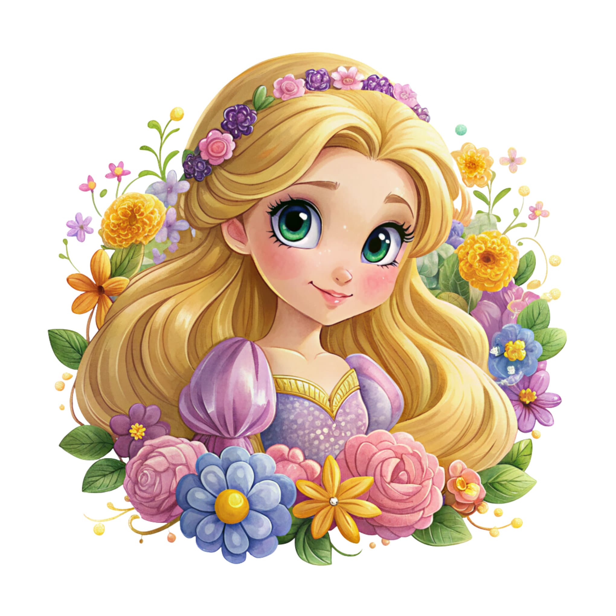 Rapunzel Flower Design, Rapunzel Png Clipart, Princess Birthday ...