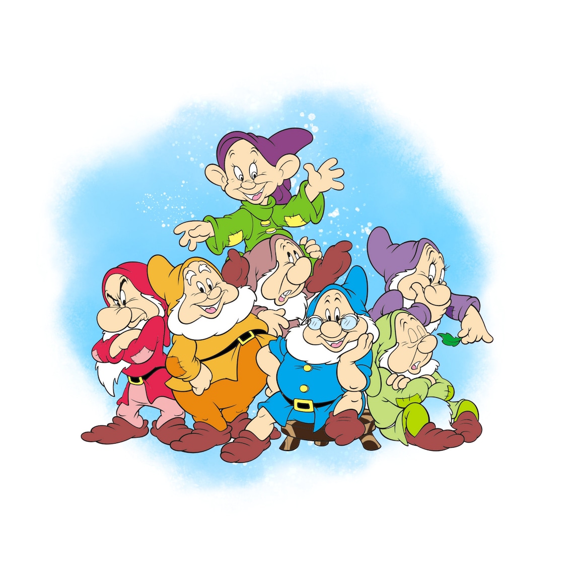 Blancanieves y siete enanitos png clipart, fondo de acuarela de siete ...