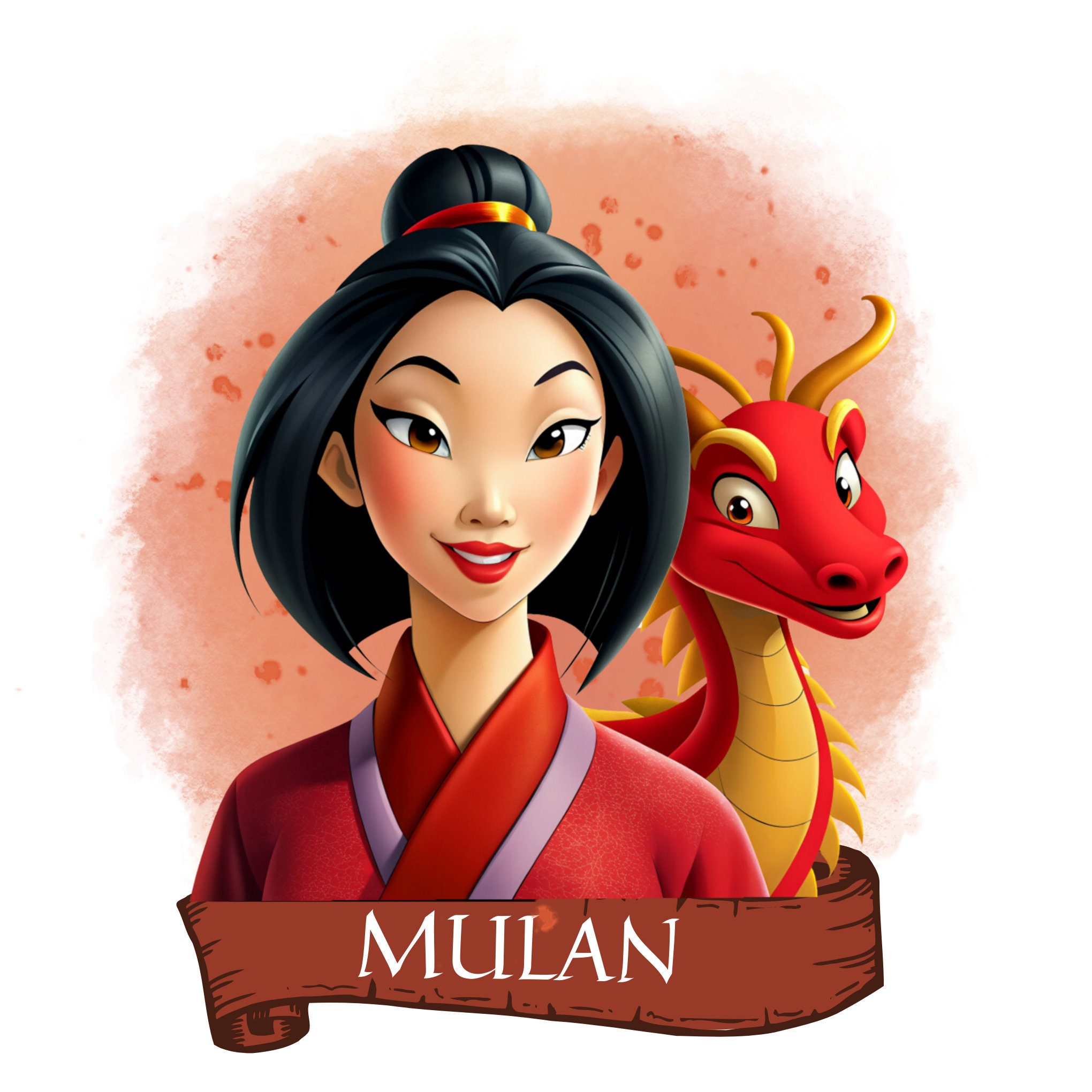 Mulan Watercolor Background, Fa Mulan and Mushu Png Clipart, Mulan Png ...