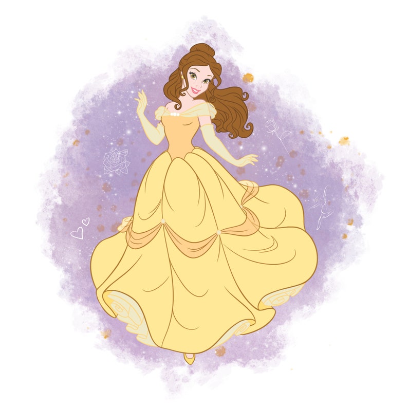 Princess Belle Watercolour Background, Princess Belle Png Clipart ...