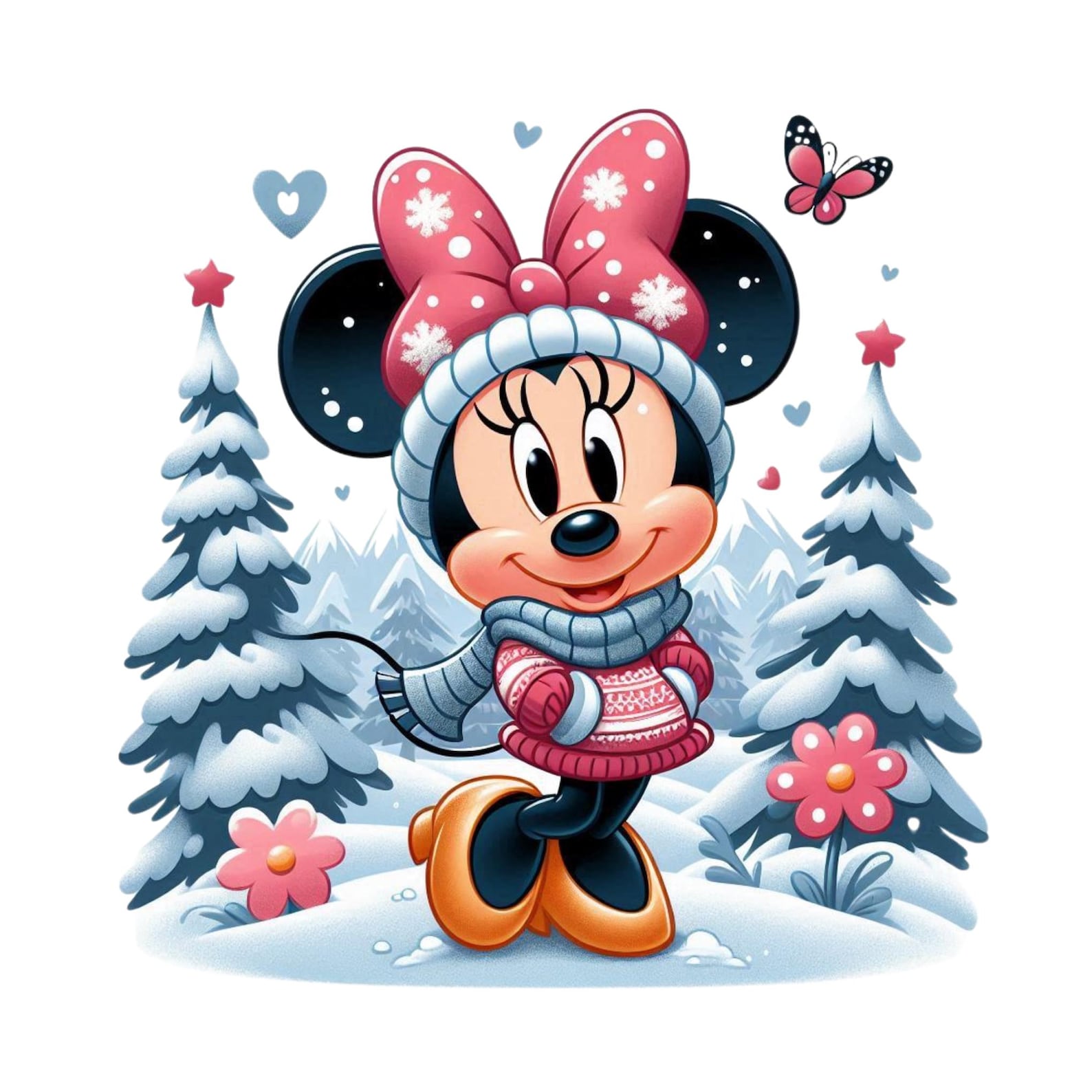 Minnie Mouse Winter Design, Minnie Mouse Png Clipart, Minnie Mouse Snow ...