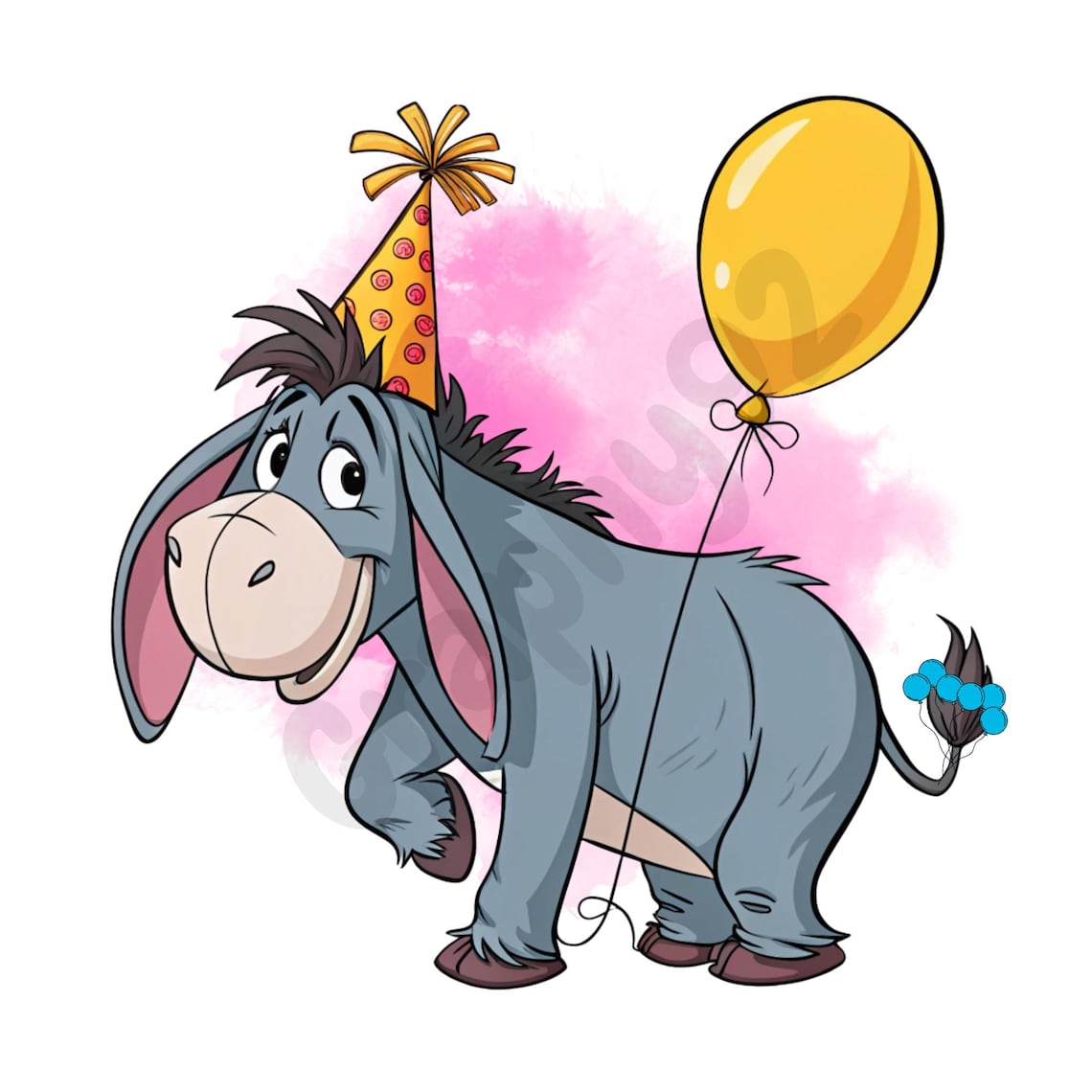 Eeyore Birthday Watercolor Background, Eeyore Png Clipart, Eeyore ...