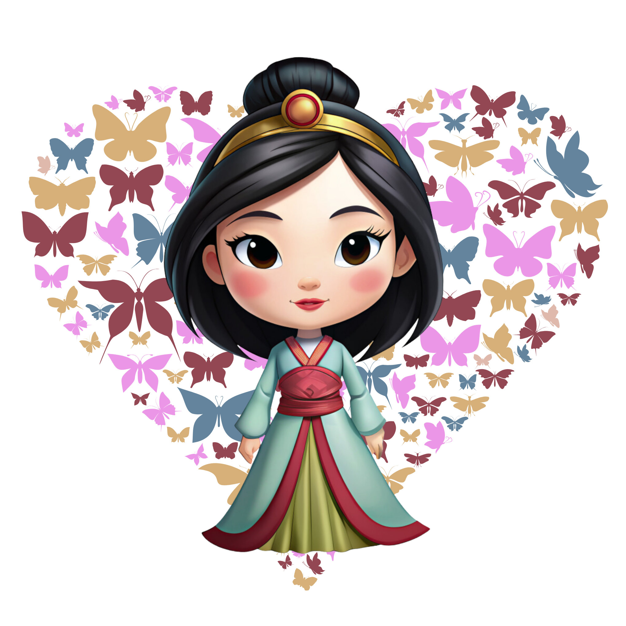 Princess Mulan Png Clipart, Cute Mulan Butterfly Design, Mulan Love ...