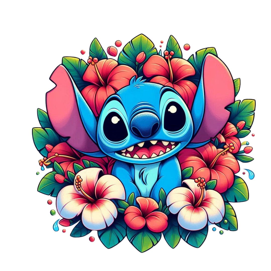 Stitch Flower Design, Stitch Png Clipart, Stitch Hibiscus, Cute Stitch ...