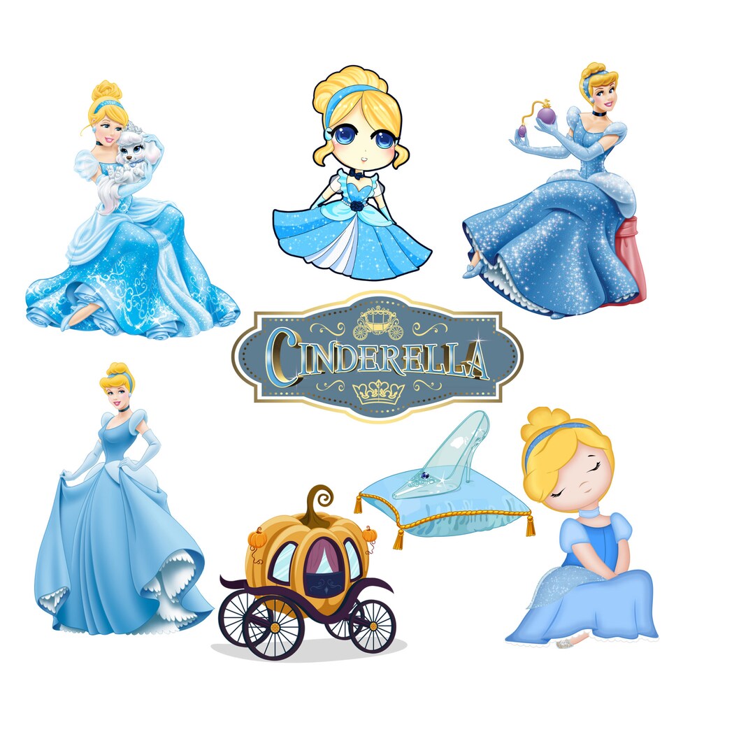 Cinderella Png Bundle, Cinderella Png Clipart Set, Princess Birthday ...