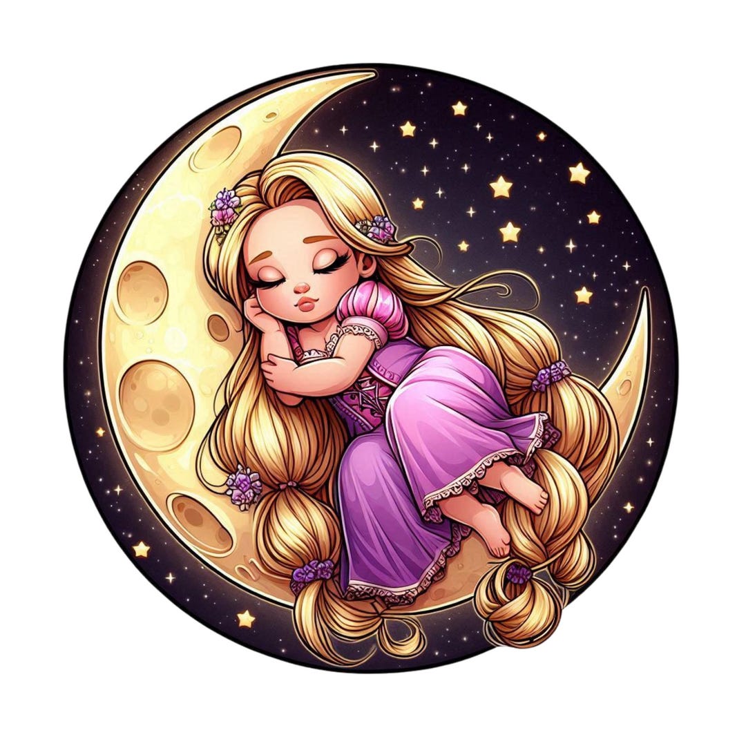 Rapunzel on the Moon, Princess Rapunzel Png Clipart, Princess Birthday ...