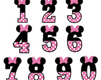 Minnie Mouse Numbers Clipart Png - Etsy