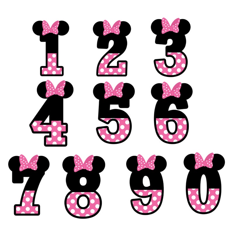 Happy Birthday Minnie Mouse Png, Birthday Numbers, Mickey Mouse Numbers ...