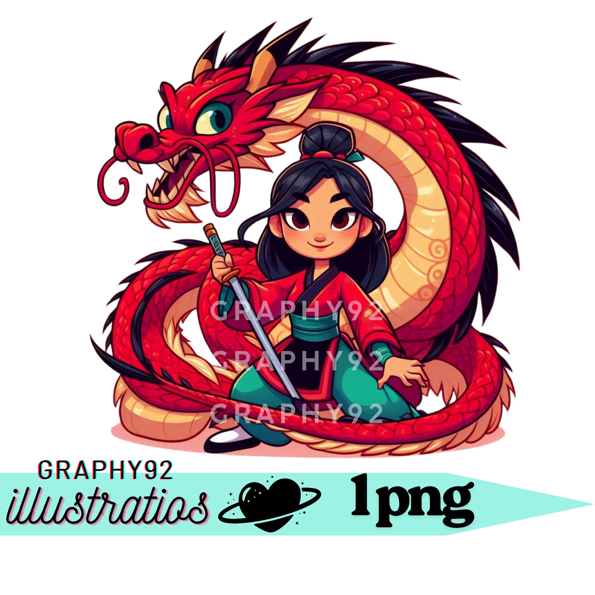 Princess Mulan and Mushu Png Clipart, Princess Mulan Png, Dragon Mushu ...
