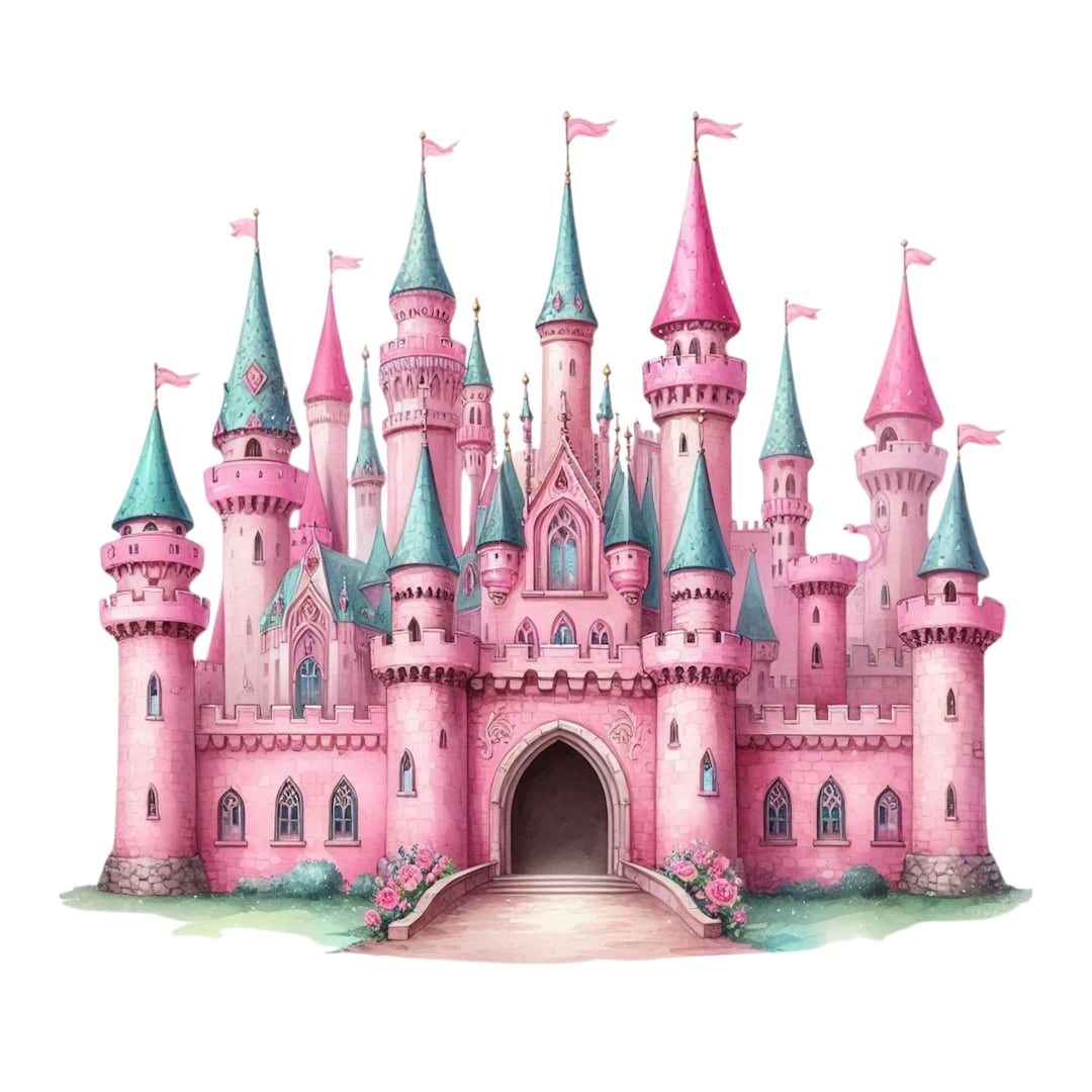 Pink Princess Castle Png Clipart, Princess Castle Watercolor, Princess ...