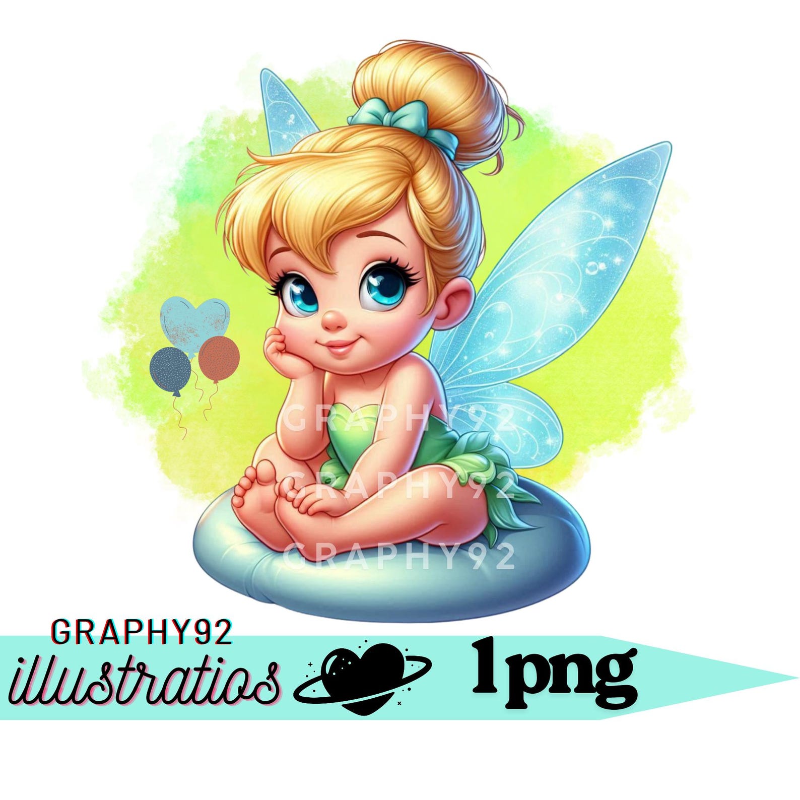 Baby Tinkerbell Watercolor Background, Tinkerbell Png Clipart, Cute ...