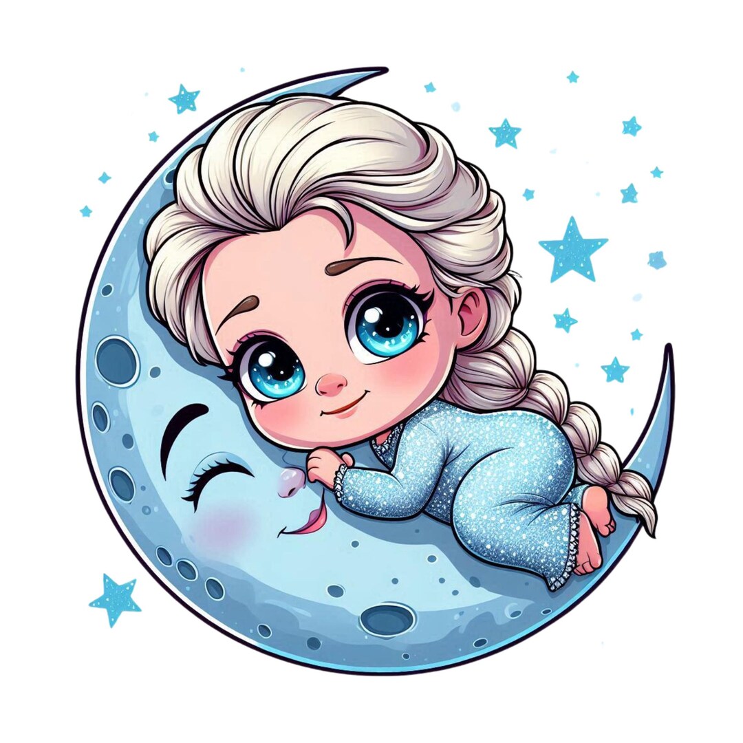 Baby Elsa on the Moon, Princess Elsa Png, Frozen Elsa Clipart, Baby ...