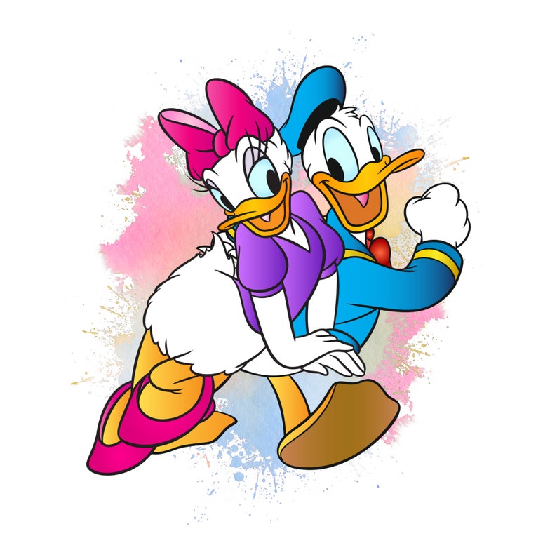 Donald Duck and Daisy Duck Watercolor Background, Donald Duck Png ...