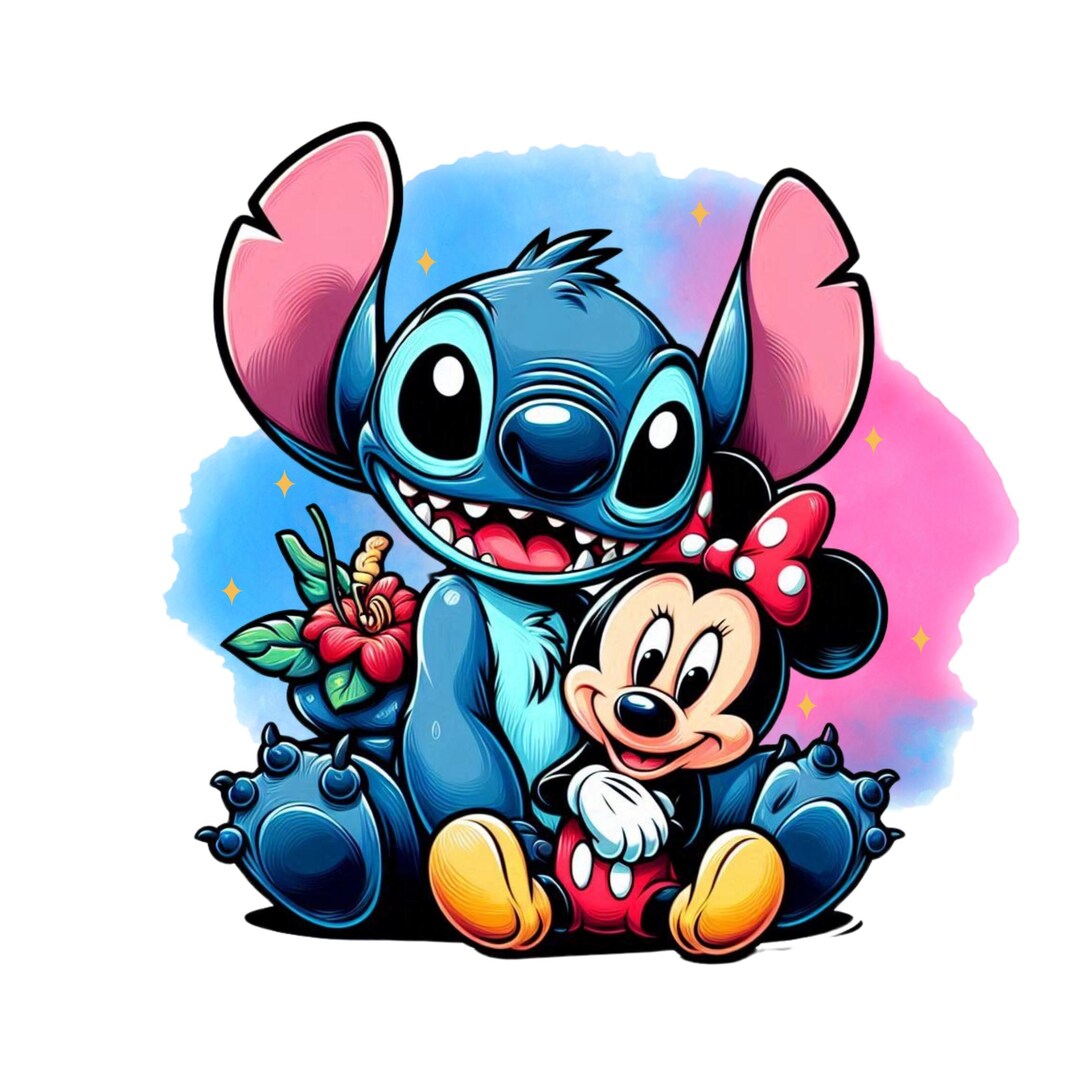 Stitch and Minnie Mouse Watercolor Background, Minnie Mouse Png Clipart ...