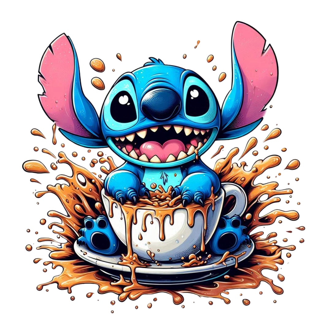 Stitch Splash Design, Stitch Png Clipart, Stitch Coffee, Coffee Love ...