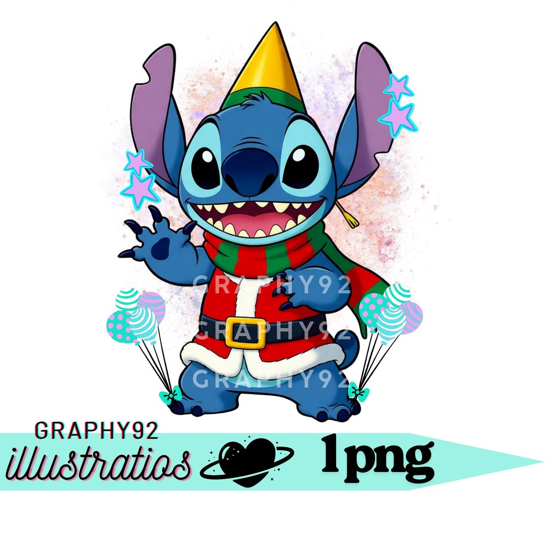 Stitch Christmas Costume, Stitch Png Clipart, Stitch Happy New Year ...