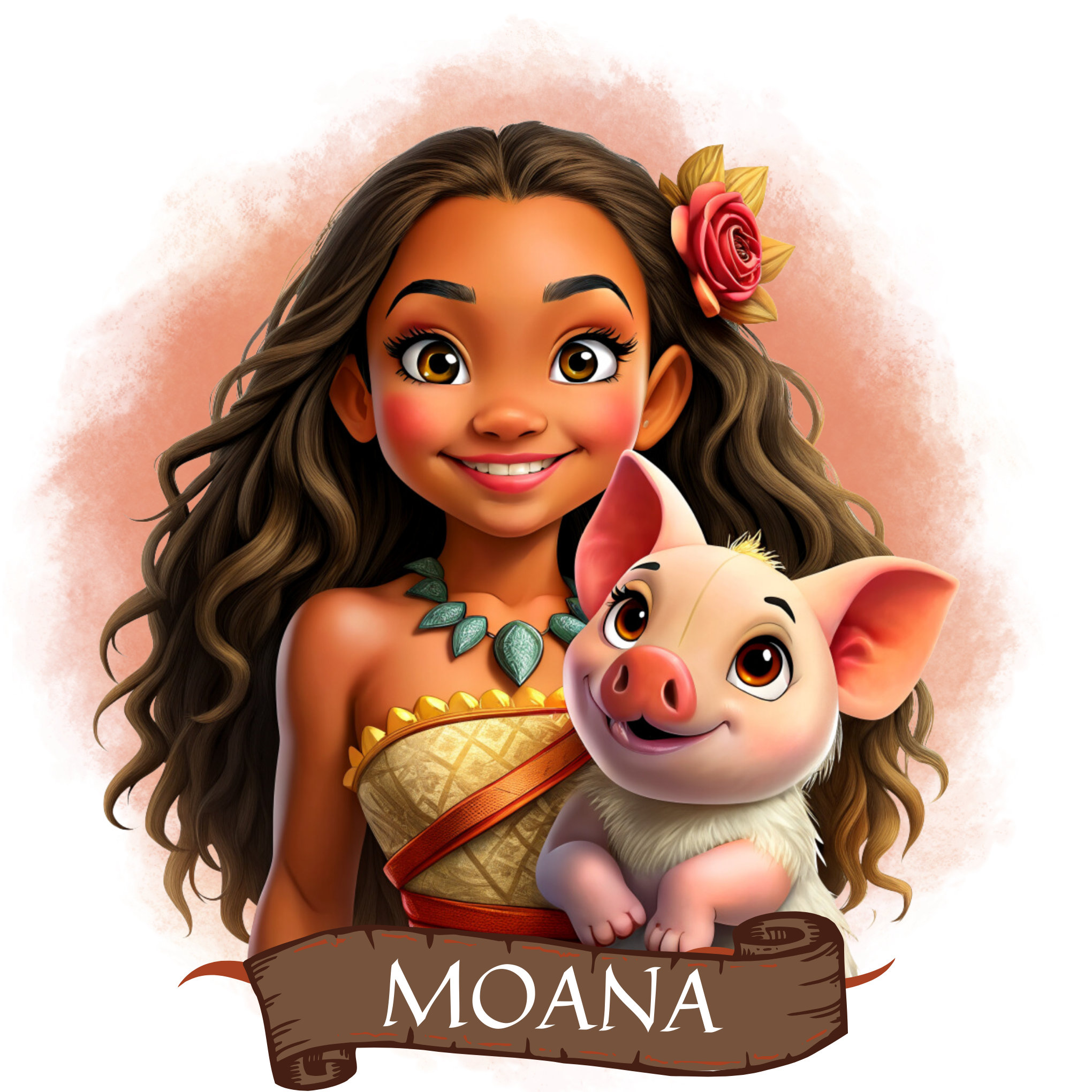 Moana and Pua Watercolor Background, Moana Png Clipart, Cute Pig Pua, Instant Download - Etsy