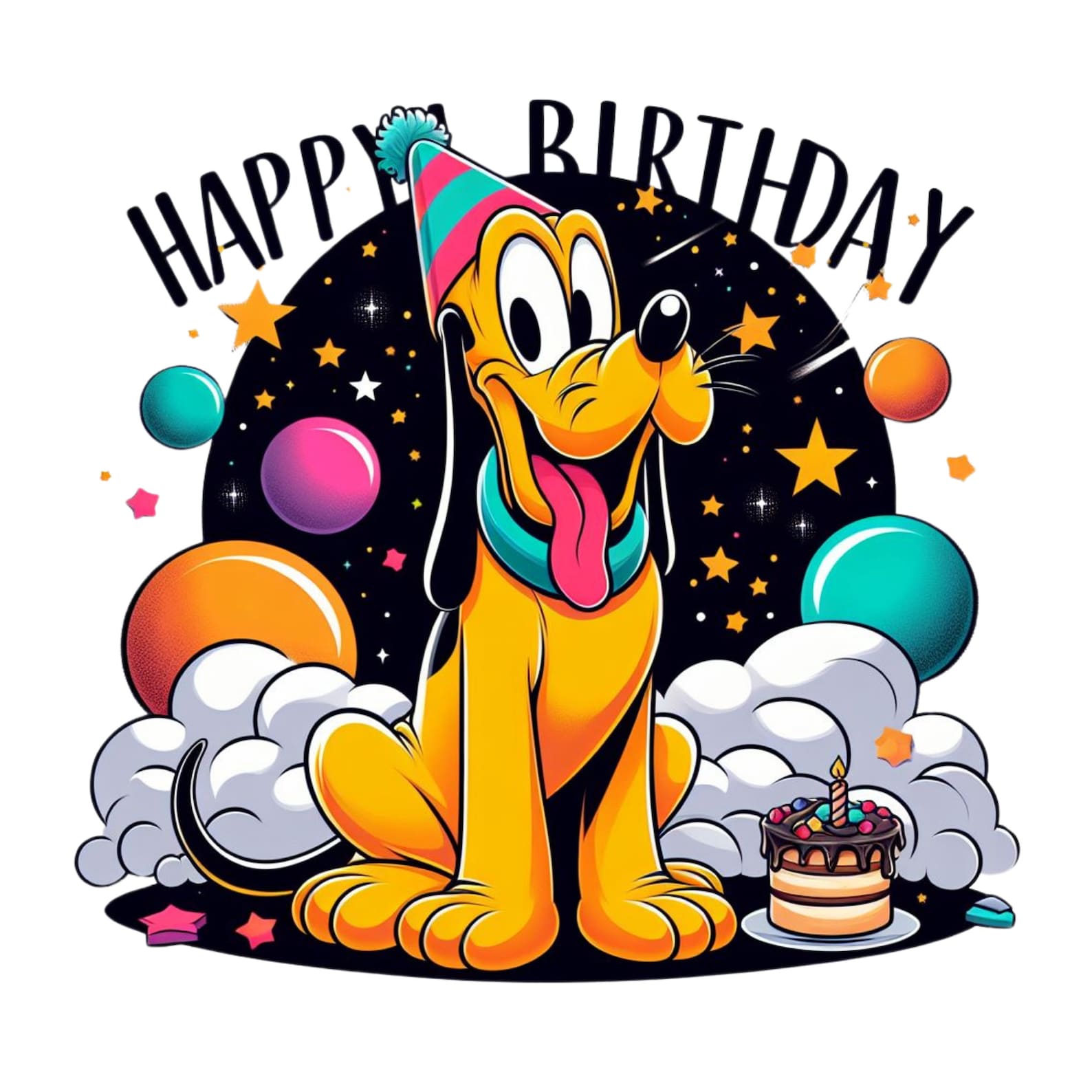 Pluto Birthday Design, Pluto Png Clipart, Mickey Mouse Friends, Instant ...
