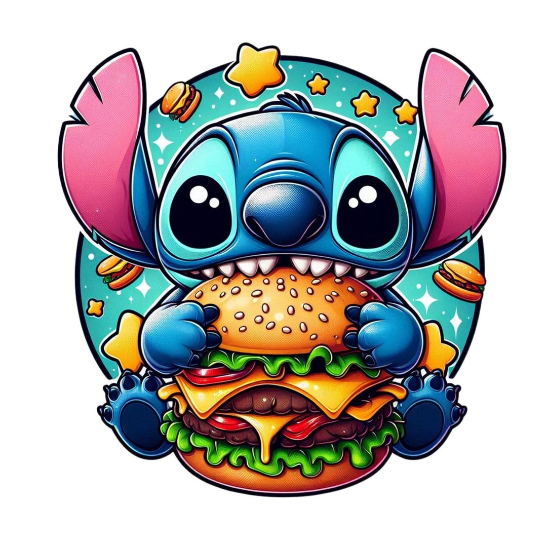 Stitch Eating Hamburger, Stitch Png Clipart, Cute Stitch Image, Lilo ...