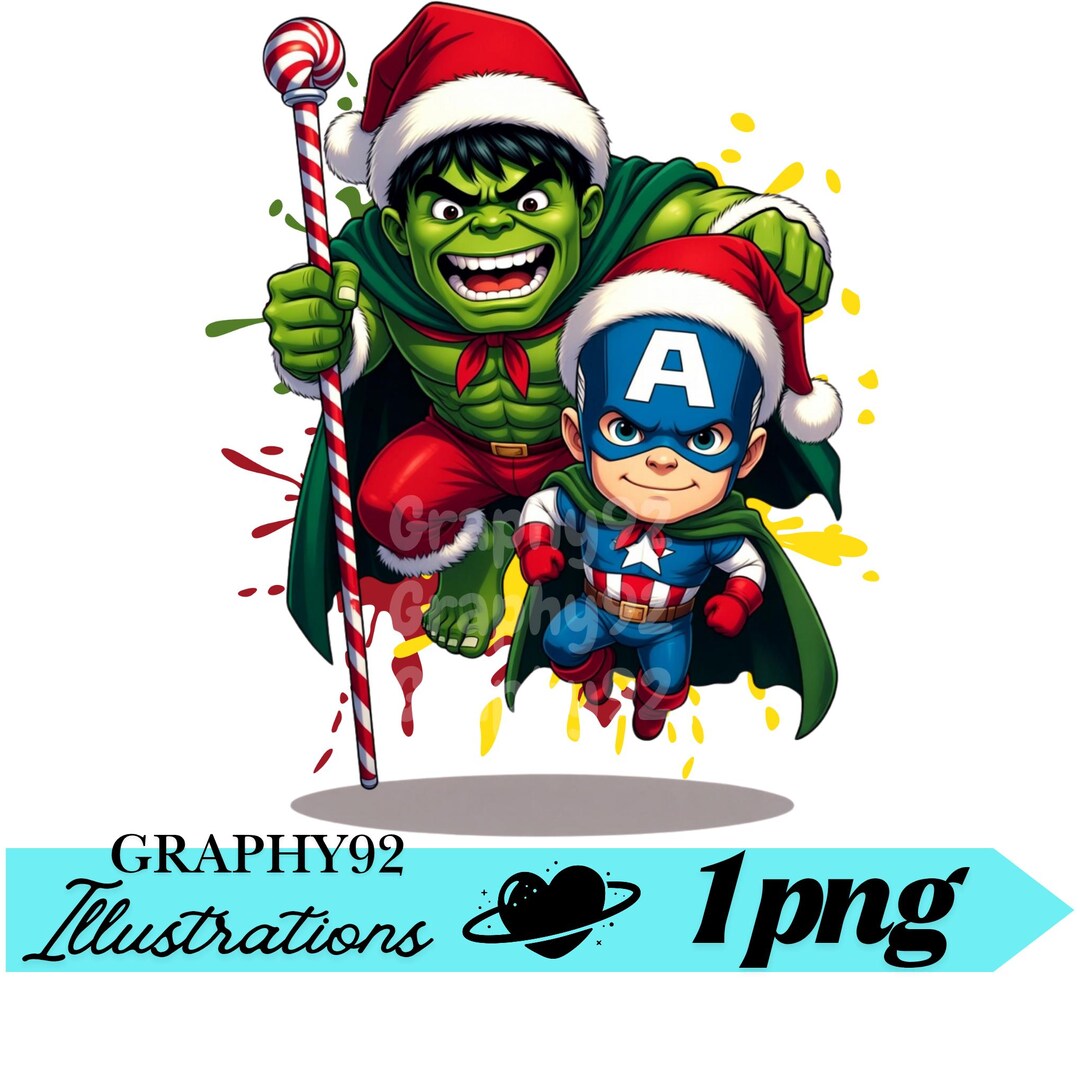 Captain America and Hulk Png Clipart, Super Hero Png, Hulk Christmas ...
