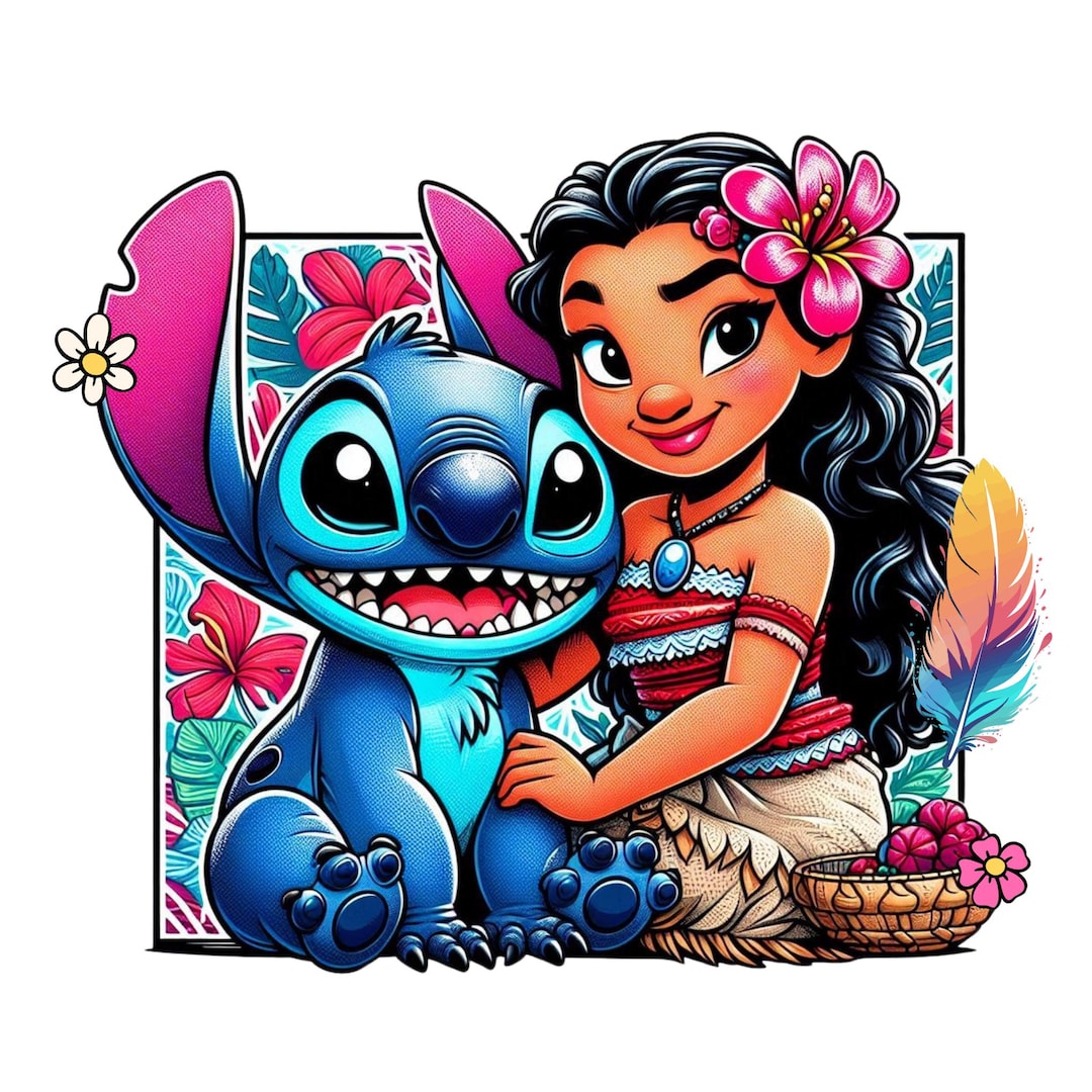 Stitch and Moana Cute Image, Stitch and Moana Png Clipart, Moana Png ...