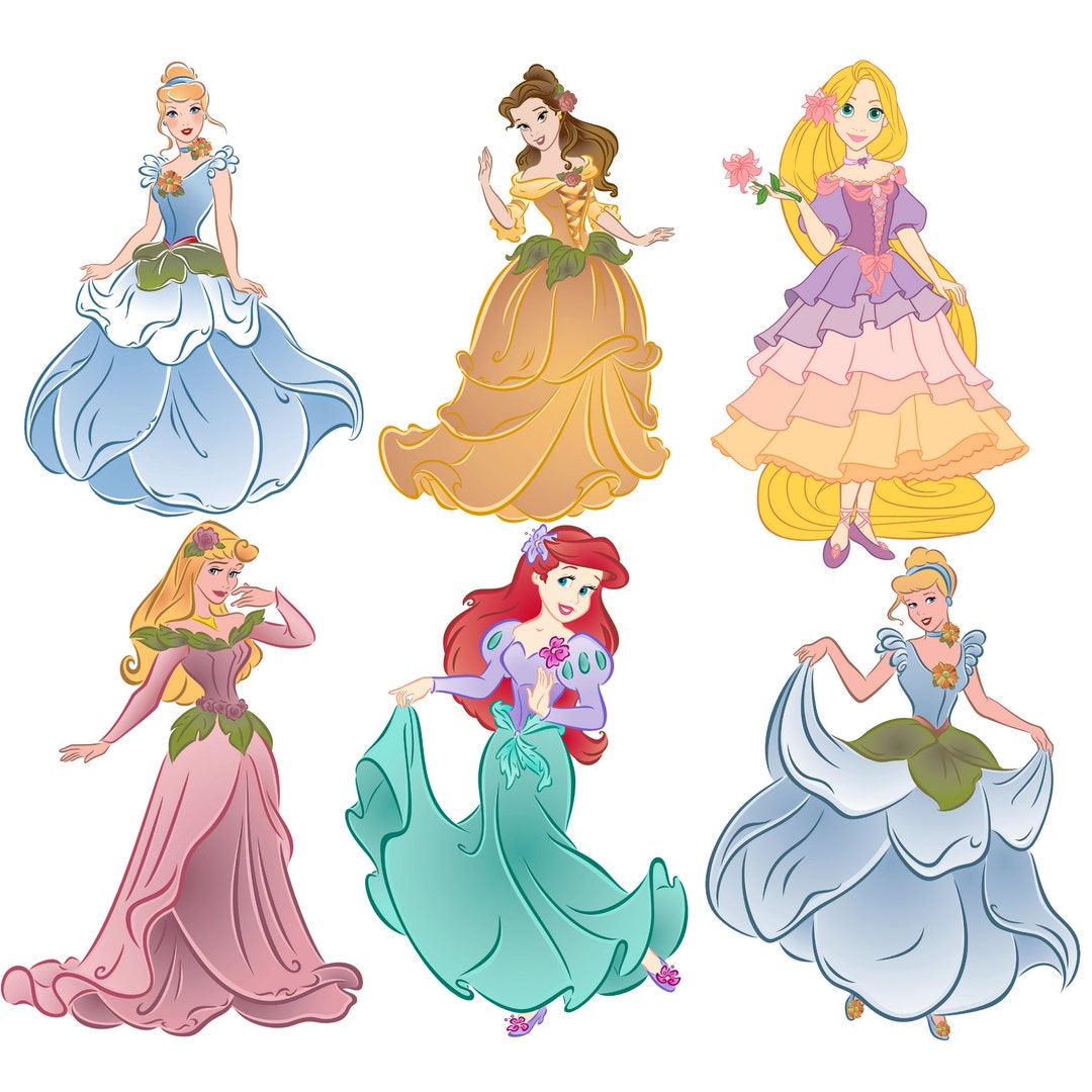Princess Png Bundle, All Princess Png Clipart Set, Princess Birthday ...
